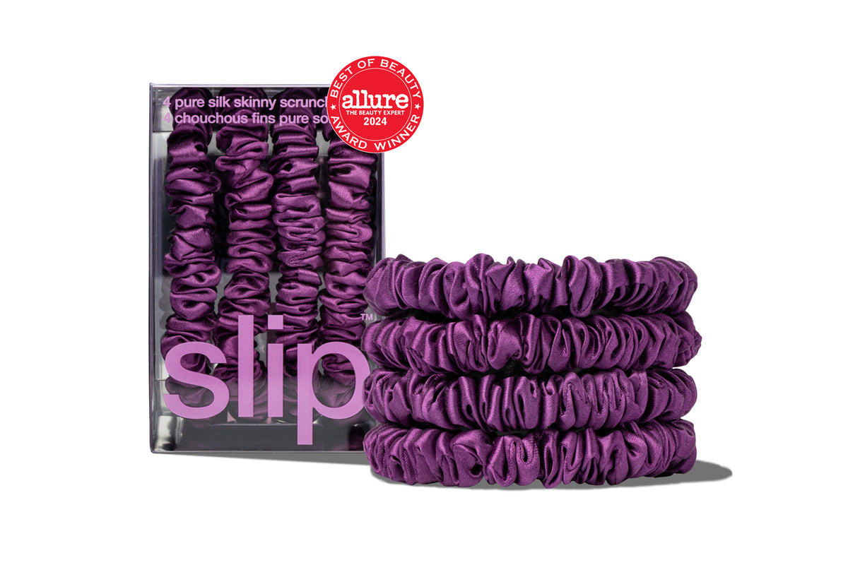 Back to School Dark Purple Skinny Scrunchies – Slip
