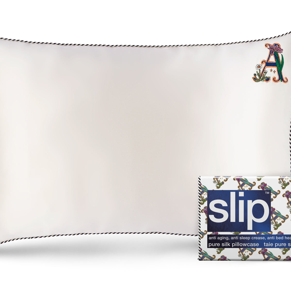 Initial Collection White Queen Zippered Pillowcase – Slip